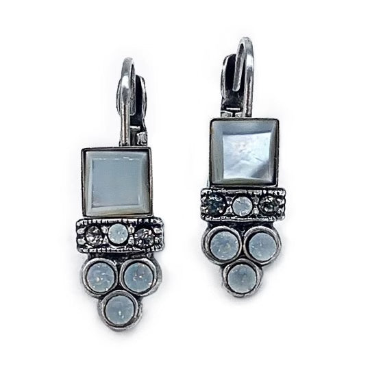 Classic square and pave stone earrings. – La Contessa by Mary DeMarco